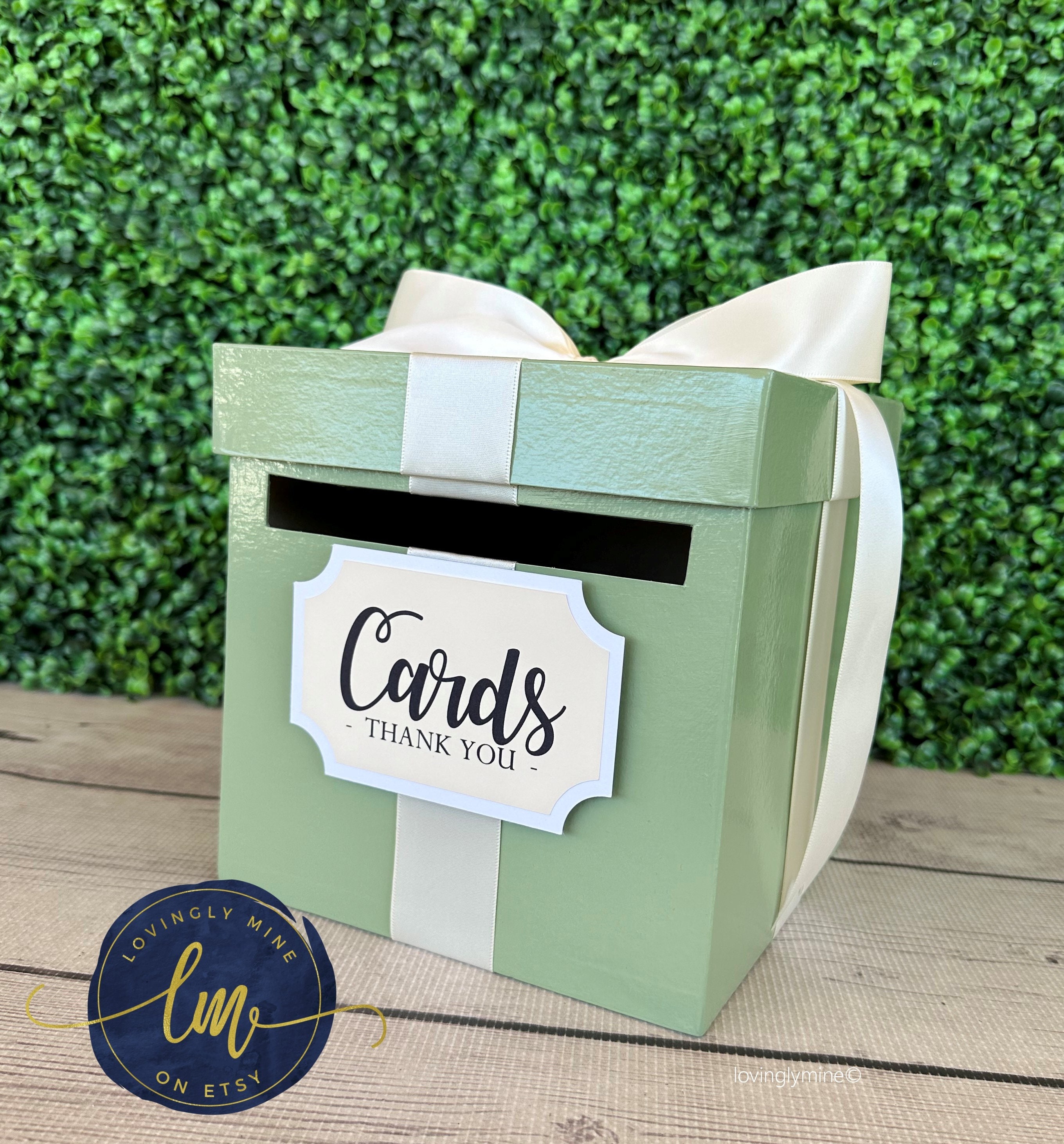 NEW Card Box With Sign Sage Green With Ivory, Gift Money Box for Any ...