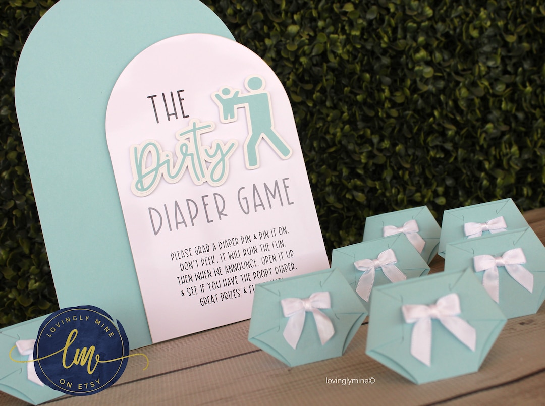 Baby Shower Dirty Diaper Game in Baby Blue and White, Additional Colors ...