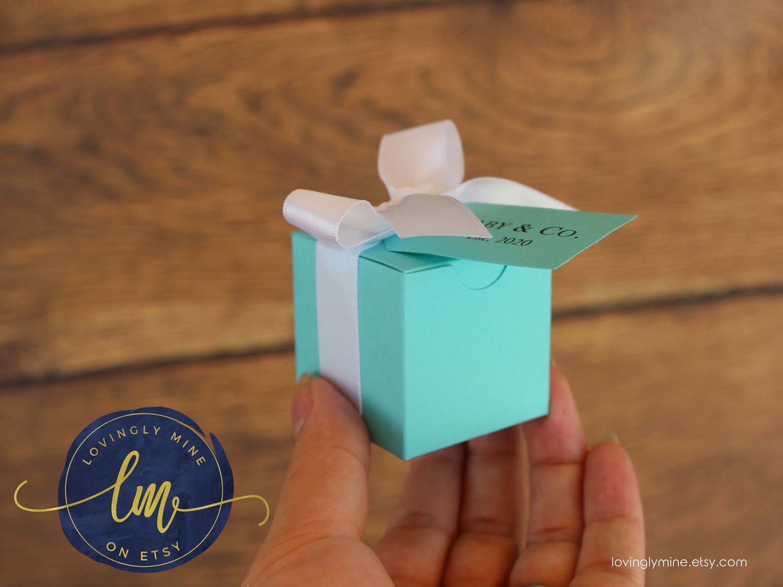 Small Favor Boxes in Light Teal and White With Matching Tag | Etsy