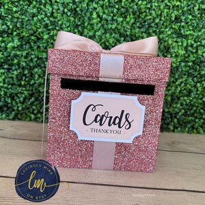 8 X 8 X 8 Card Box Fine Glitter Pink & Blush Pink Gift Money Box | Baby ...