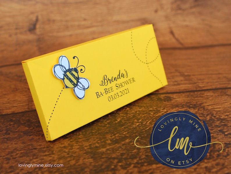 3D Bumble Bee Chocolate Bar Favor Boxes Custom Printed - Yellow, Black ...