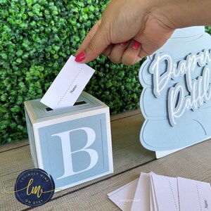 Sky Blue Diaper Raffle Game Beehive Sign Mini Card Box Kit Baby Shower ...