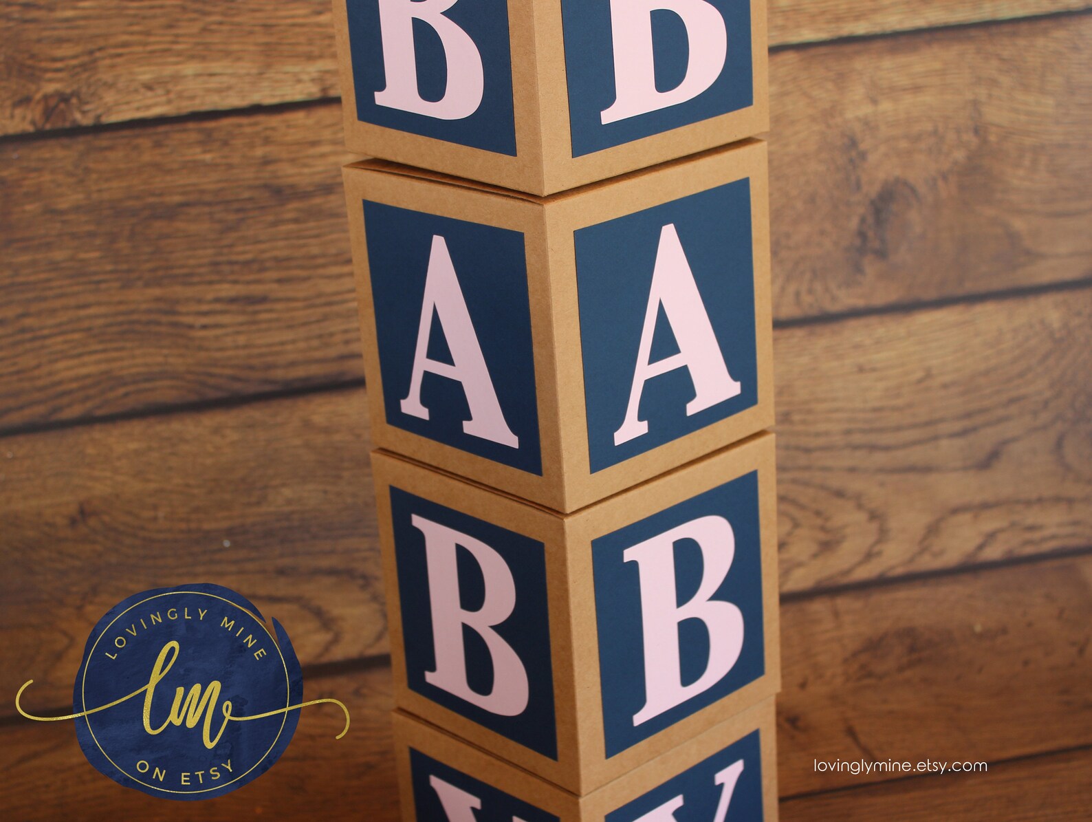 5 inch Baby Block Decoration Boxes in Navy Blue Pink & | Etsy