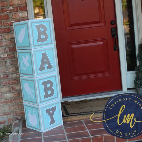 Large Baby Block Decoration Boxes 4 Blocks Spelling Baby Kraft - Etsy