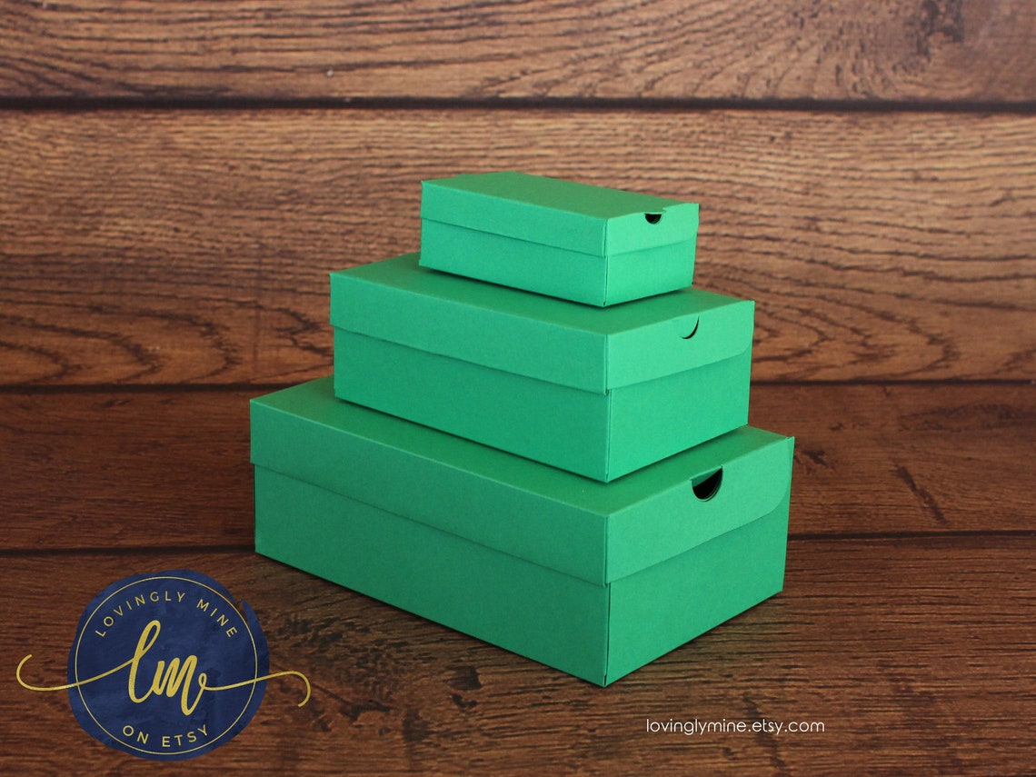 Green DIY Shoe Box Favors in Green 65lbs Cardstock Available | Etsy