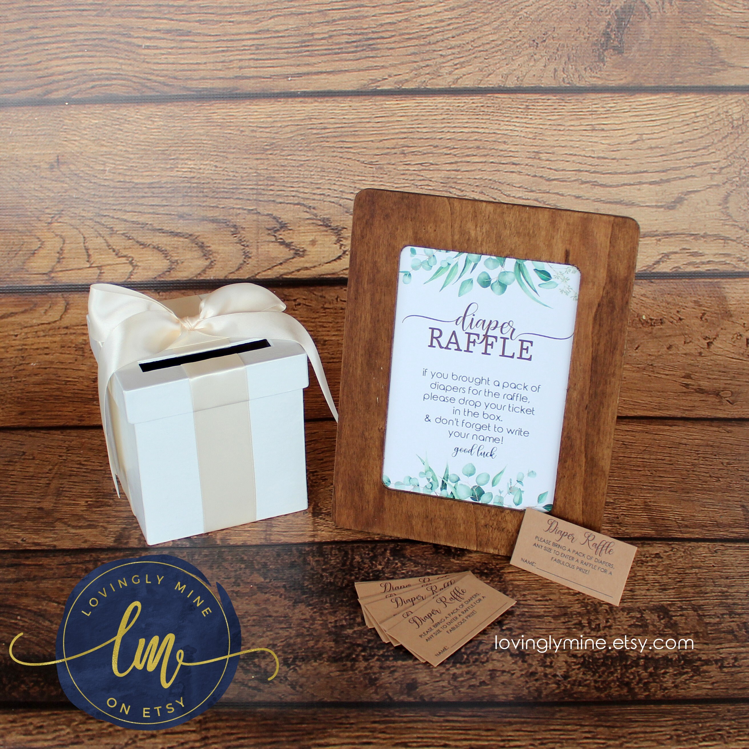 Rustic Diaper Raffle Game Kit 5 x 7 Frame & Mini Card Box in | Etsy