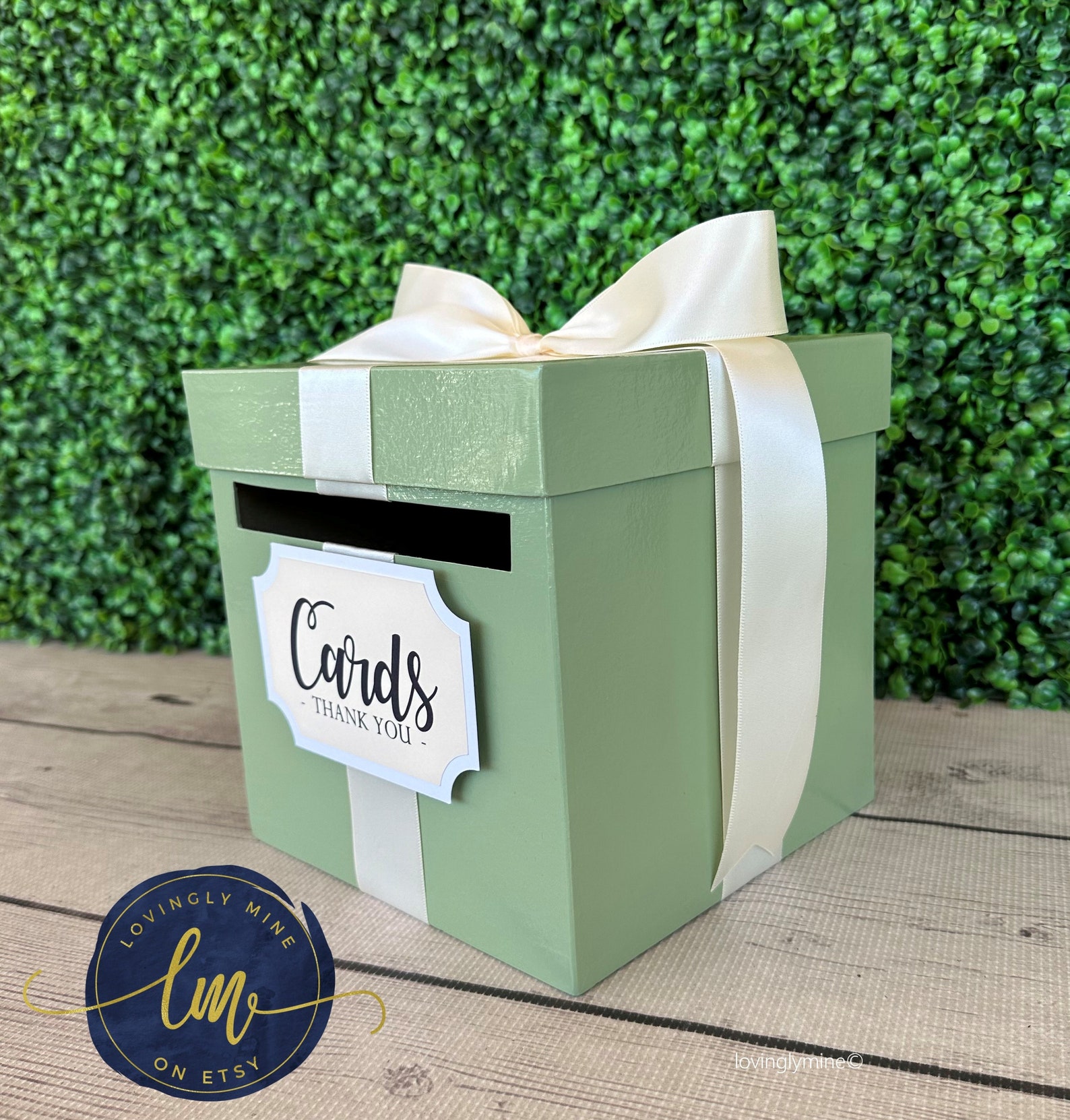 NEW Card Box With Sign Sage Green With Ivory, Gift Money Box for Any ...