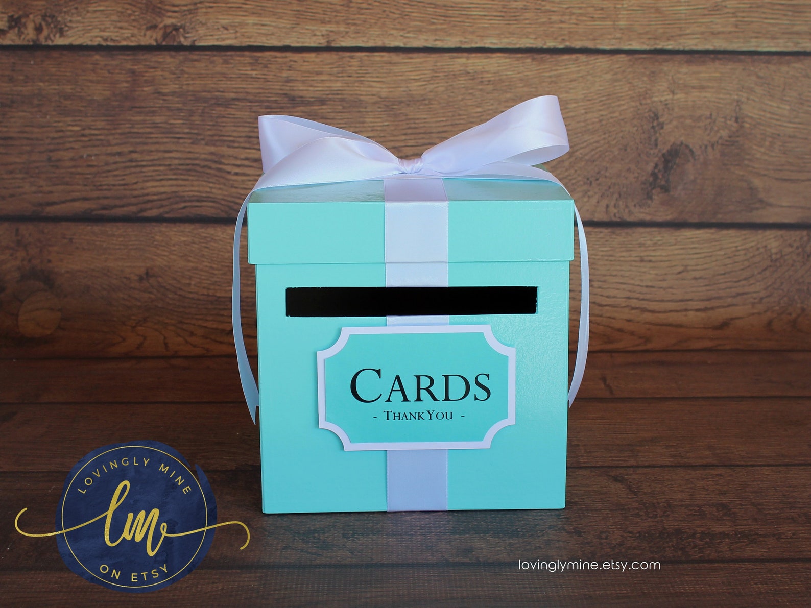 Card Box With Sign Light Teal Aqua & White Gift Money Box | Etsy