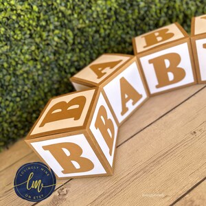 5 Inch Baby Block Decoration Rustic Natural Rural Kraft Brown & White ...