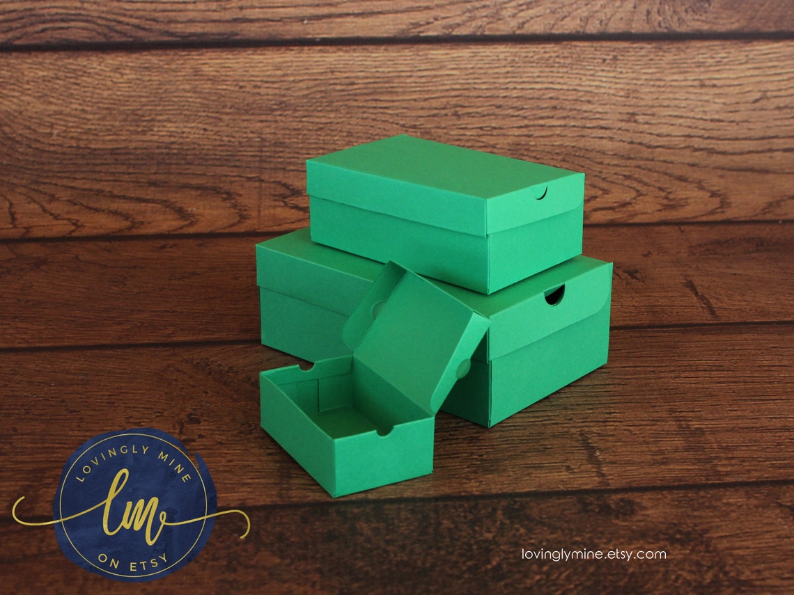 Green DIY Shoe Box Favors in Green 65lbs Cardstock Available | Etsy