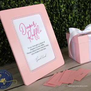 Diaper Raffle Game Kit 5 X 7 Frame and Mini Card Box in Baby Pink ...