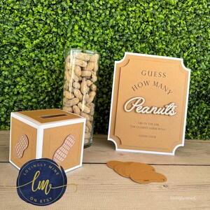 How Many Peanuts Game Kit Frame Kraft Brown, Beige & White, Baby Shower ...