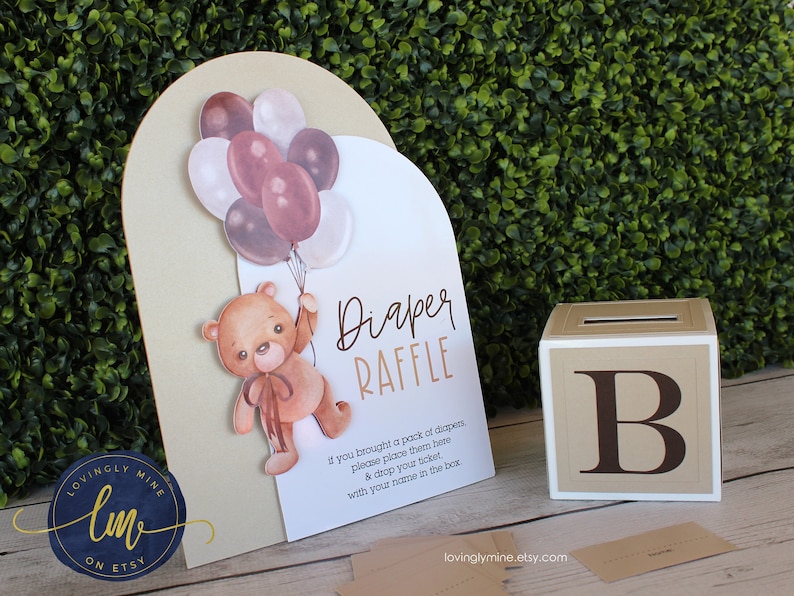 Diaper Raffle Game Set Teddy Bear Raffle Box With Tickets - Etsy