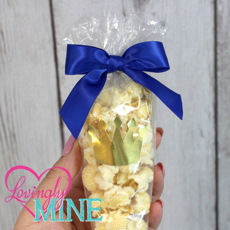 Popcorn Favor Bag Kits Gold Foil Crown With Royal Blue Satin - Etsy