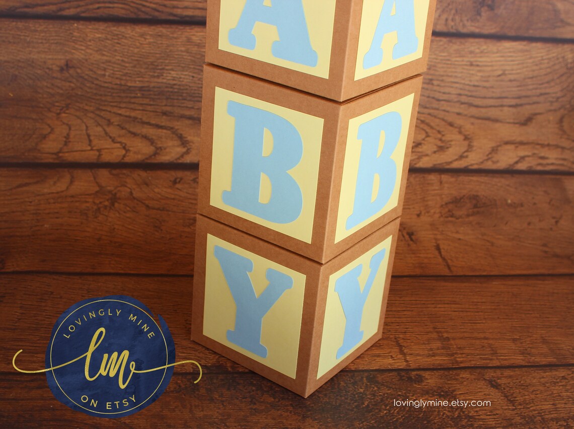 5 inch Baby Block Decoration Boxes Rustic Natural Kraft Brown | Etsy