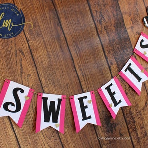 Banners in Hot Pink Black & White Stripes and Glitter Gold - Etsy