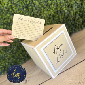 Advice & Wishes Game Kit, Mini Card Box in Sandstone and White | Baby Shower Game, Bridal Shower ...