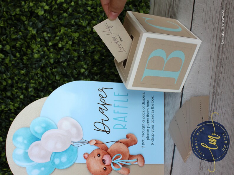 Diaper Raffle Game Set Teddy Bear Raffle Box With Tickets - Etsy