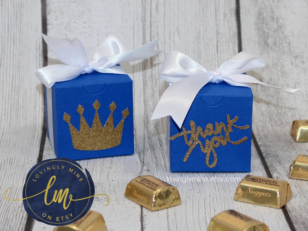 Royal Blue White & Glitter Gold Medium Box Favors Boxes 10 - Etsy
