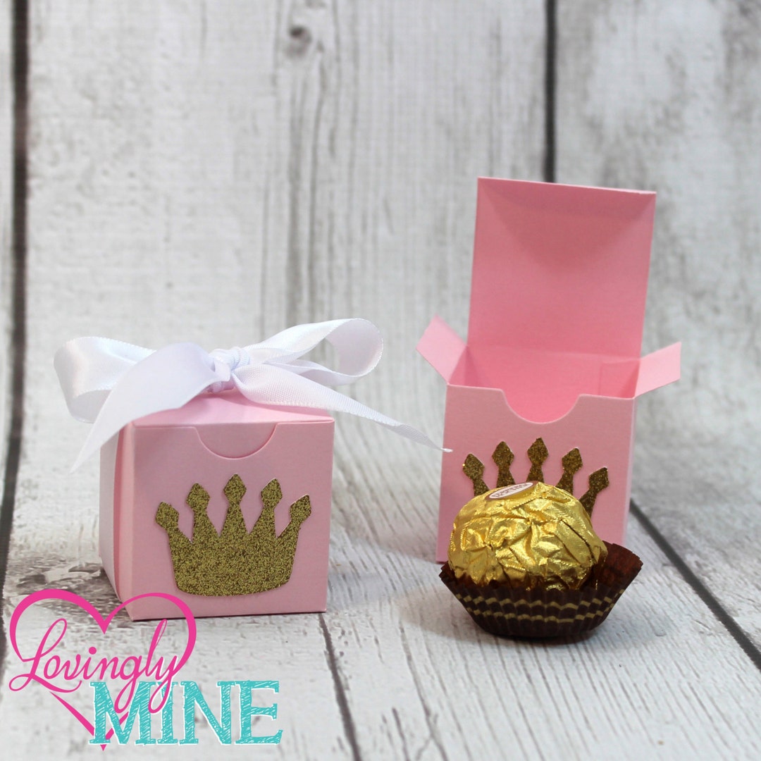 Small Favor Boxes in Baby Pink Glitter Gold & White Princess - Etsy