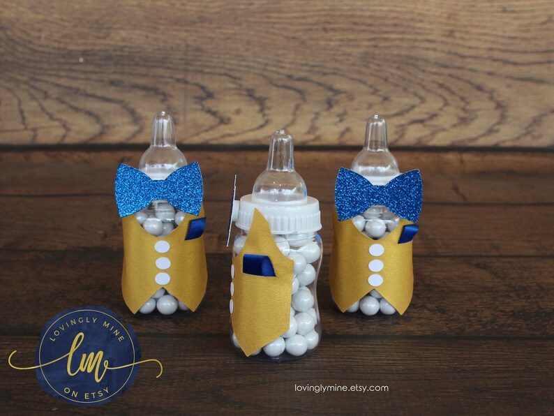 Bow Tie Little Man Baby Shower Baby Bottles Favors in Glitter - Etsy