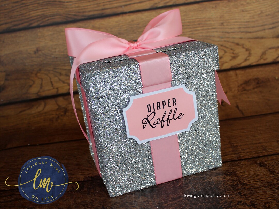 Mini Cards Box - Size 7 X 7 X 7 - Baby Pink Ribbon & Silver Glitter ...