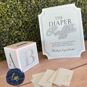 Diaper Raffle Game Kit With Sign Mini Card Box in Light Baby Blue ...