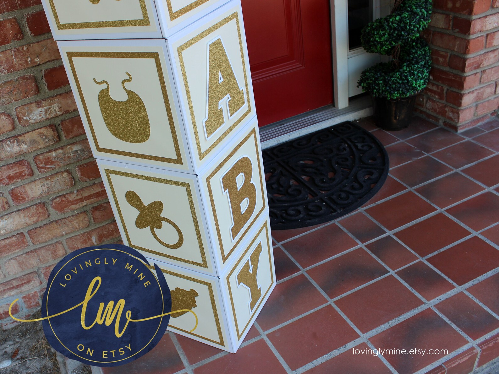 Large Baby Block Decoration 4 Blocks Spelling BABY | Etsy