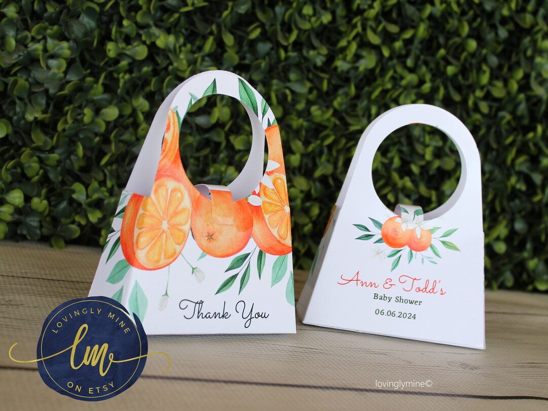 Purse Shaped Favor Bags in Little Cutie Theme, Orange Green White ...