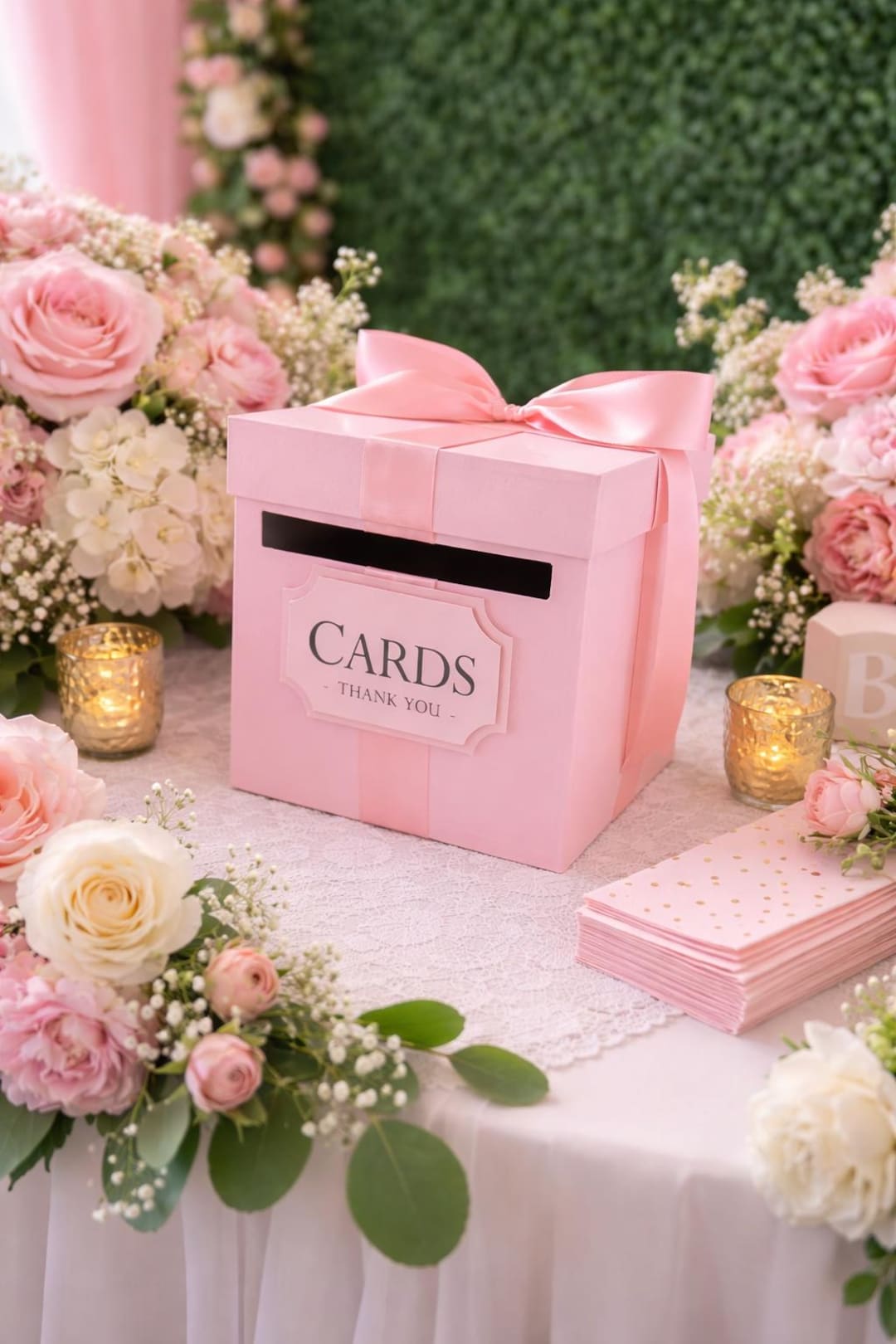 Card Box With Sign in Baby Pink, Gift Money Box for Any Event, Wedding ...