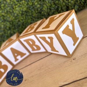5 Inch Baby Block Decoration Rustic Natural Rural Kraft Brown & White ...