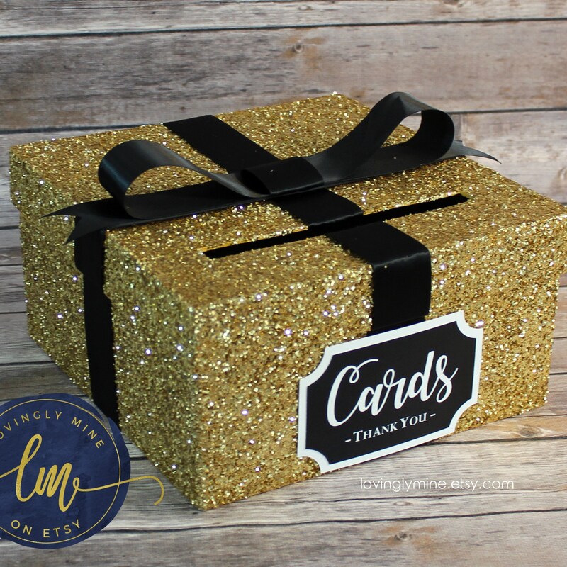 Gold Black Card Box - Etsy