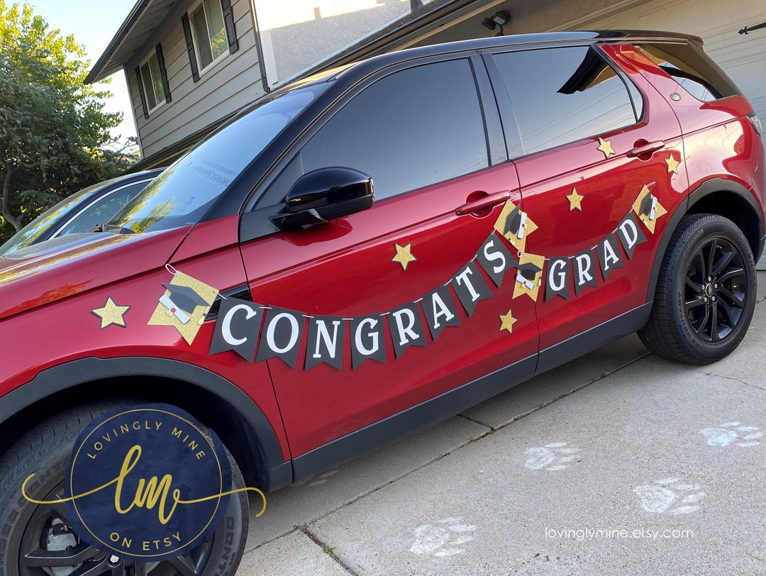Magnetic Car Decoration Banners in Black, White & Glitter Gold ...