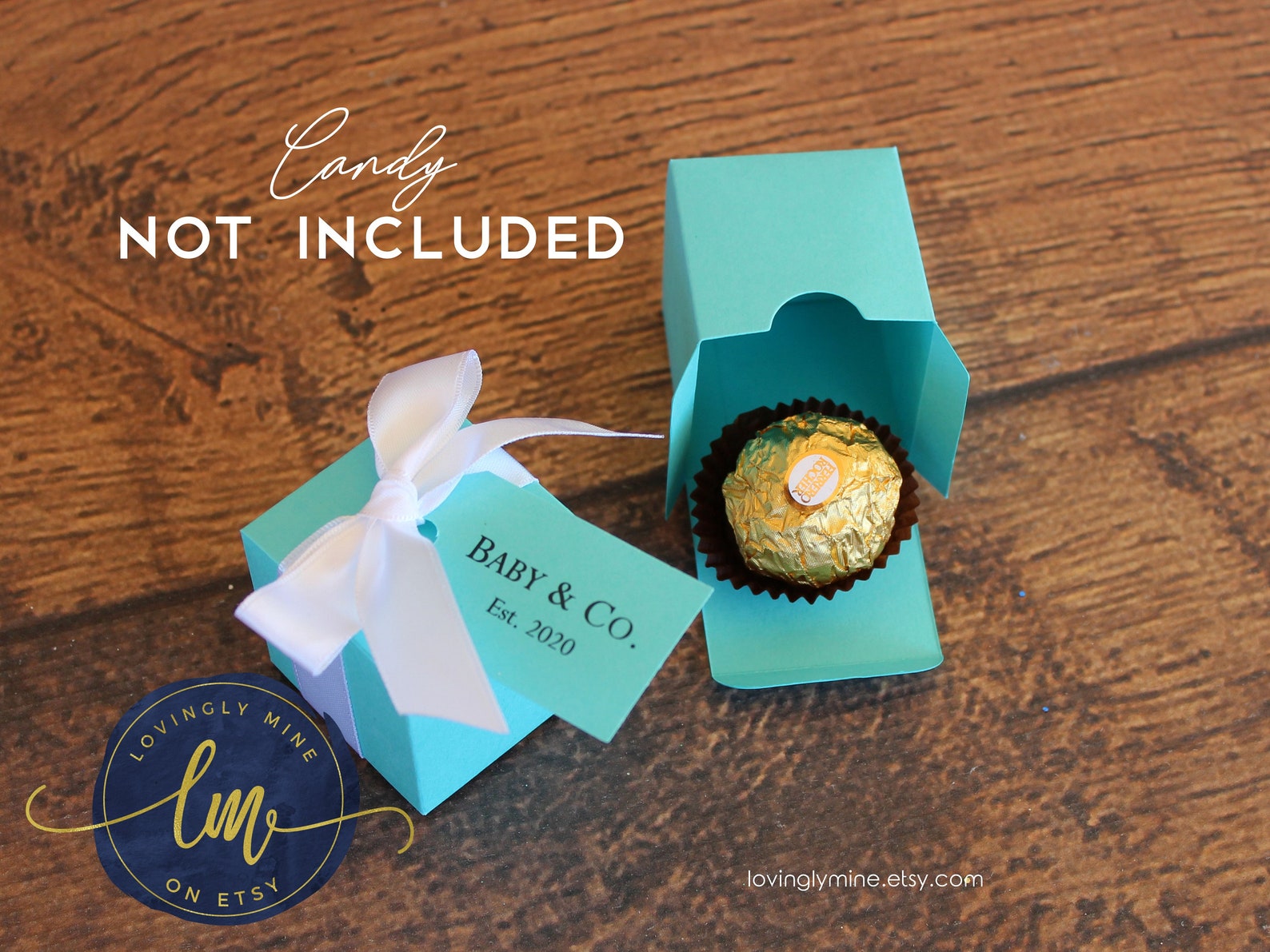 Small Favor Boxes in Light Teal and White With Matching Tag - Etsy