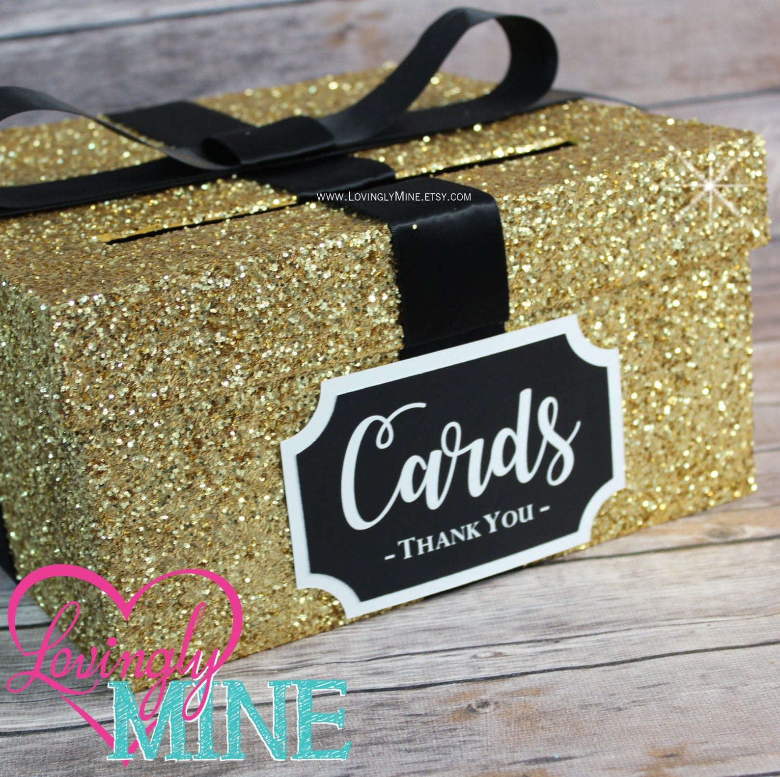 Card Box Glitter Gold, Black & White Gift Money Box for Any Event ...
