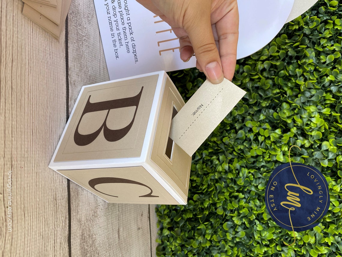 Diaper Raffle Game Set Teddy Bear Raffle Box With Tickets - Etsy