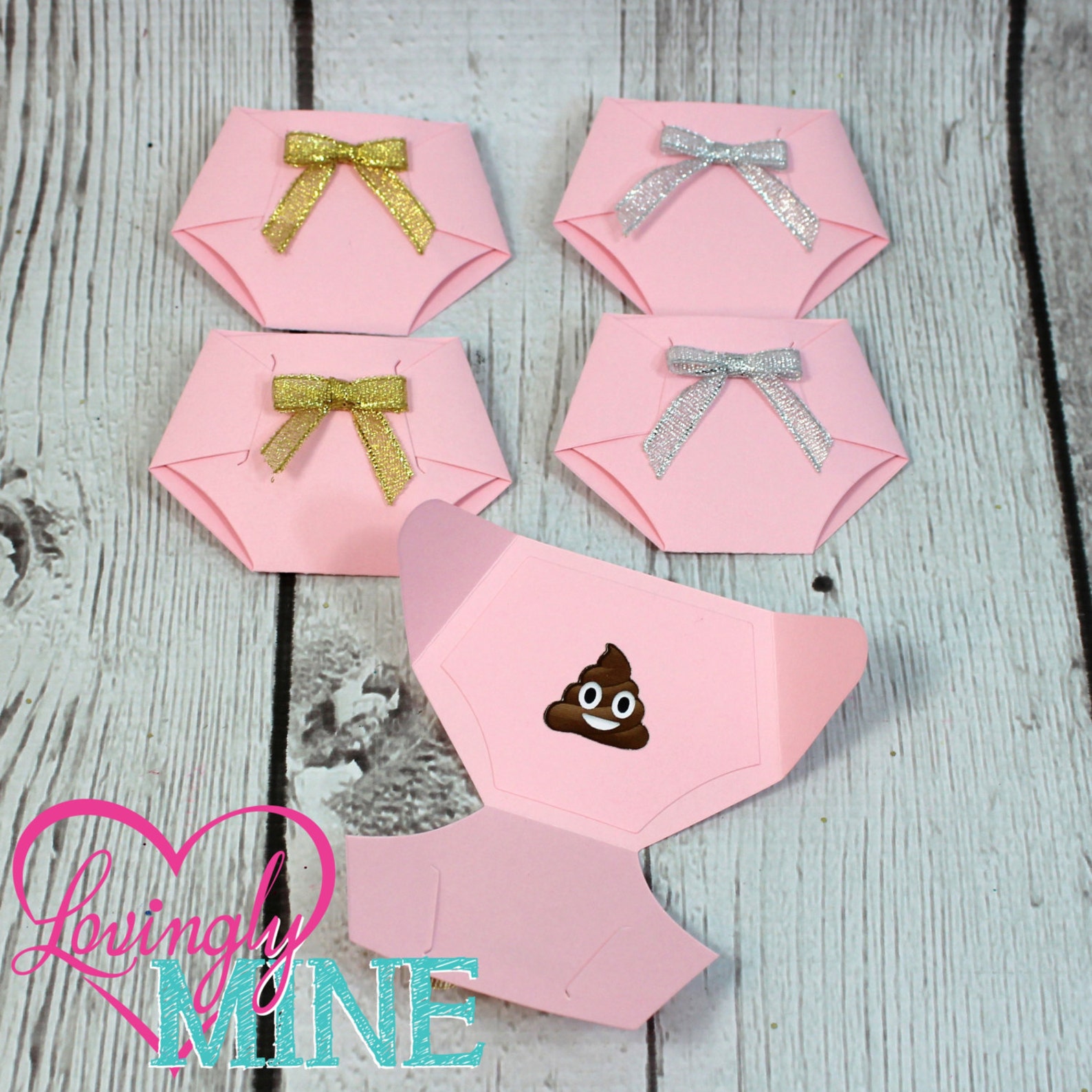 Dirty Diaper Game Baby Pink Diaper Pins Gold or Silver Bows - Etsy