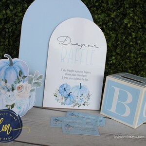 Diaper Raffle Game Set, Fall Pumpkins Raffle Box With Tickets, Pale ...