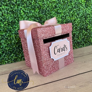 8 X 8 X 8 Card Box Fine Glitter Pink & Blush Pink Gift Money Box | Baby ...