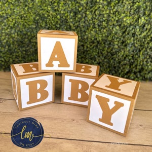 5 Inch Baby Block Decoration Rustic Natural Rural Kraft Brown & White ...