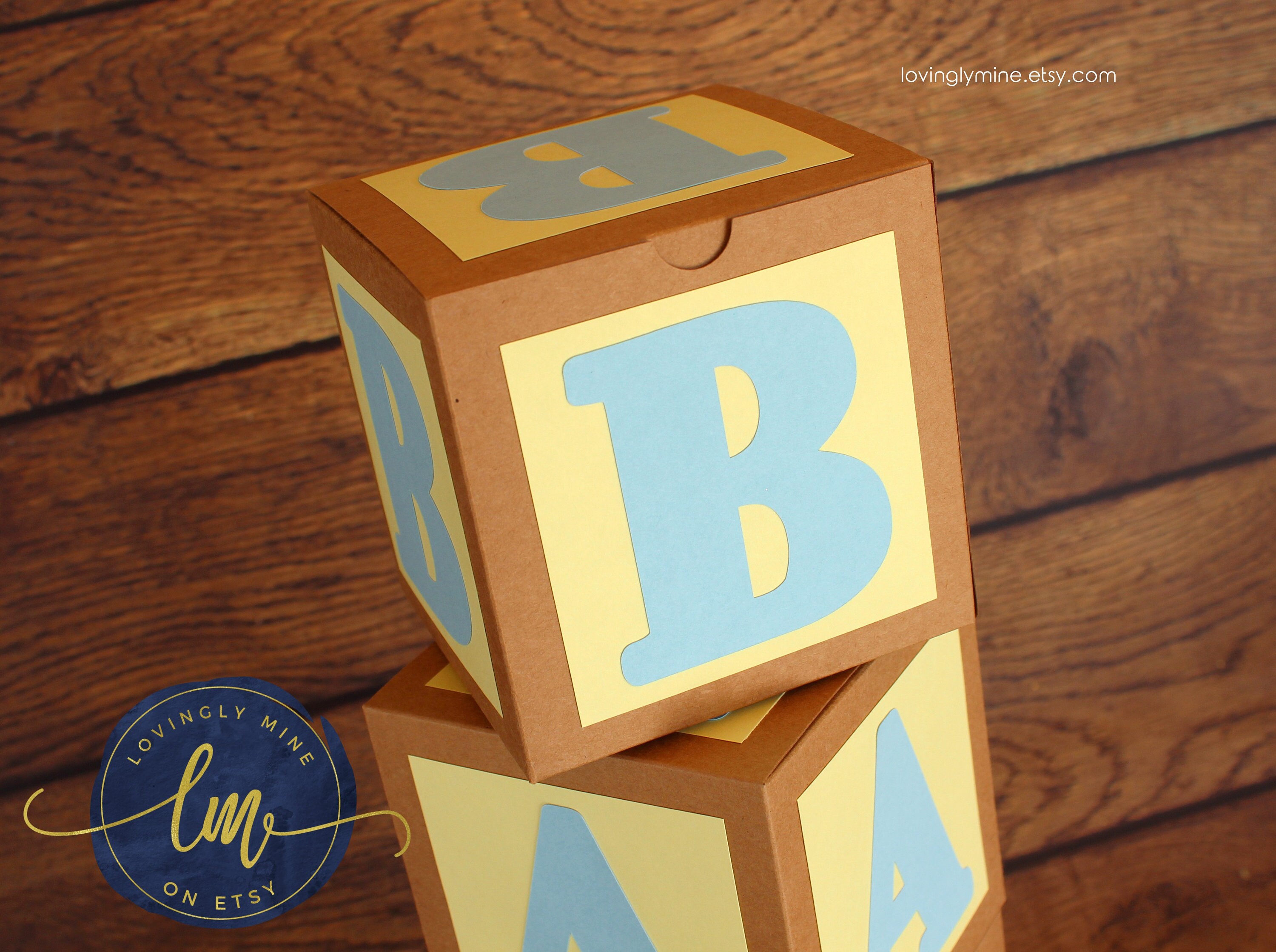 5 inch Baby Block Decoration Boxes Rustic Natural Kraft Brown | Etsy