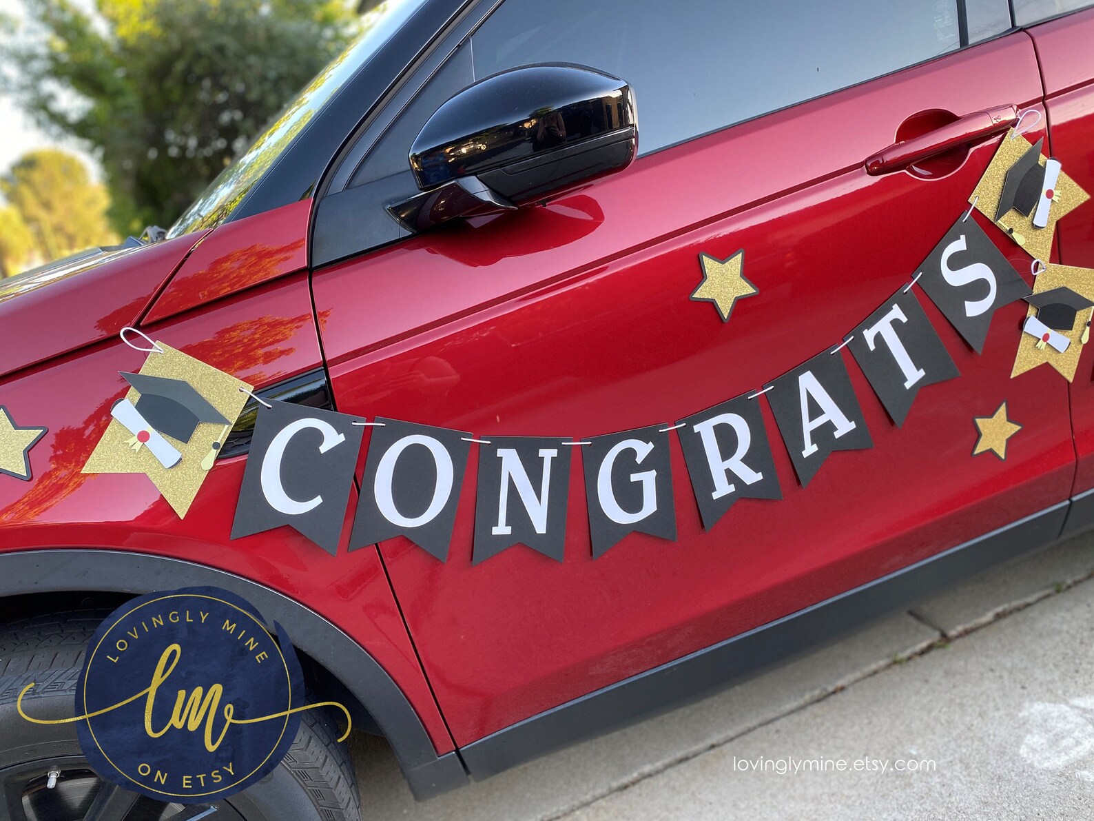 Magnetic Car Decoration Banners in Black White & Glitter Gold - Etsy