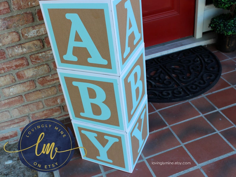 Large Baby Block Decoration 4 Blocks Spelling Baby Baby | Etsy
