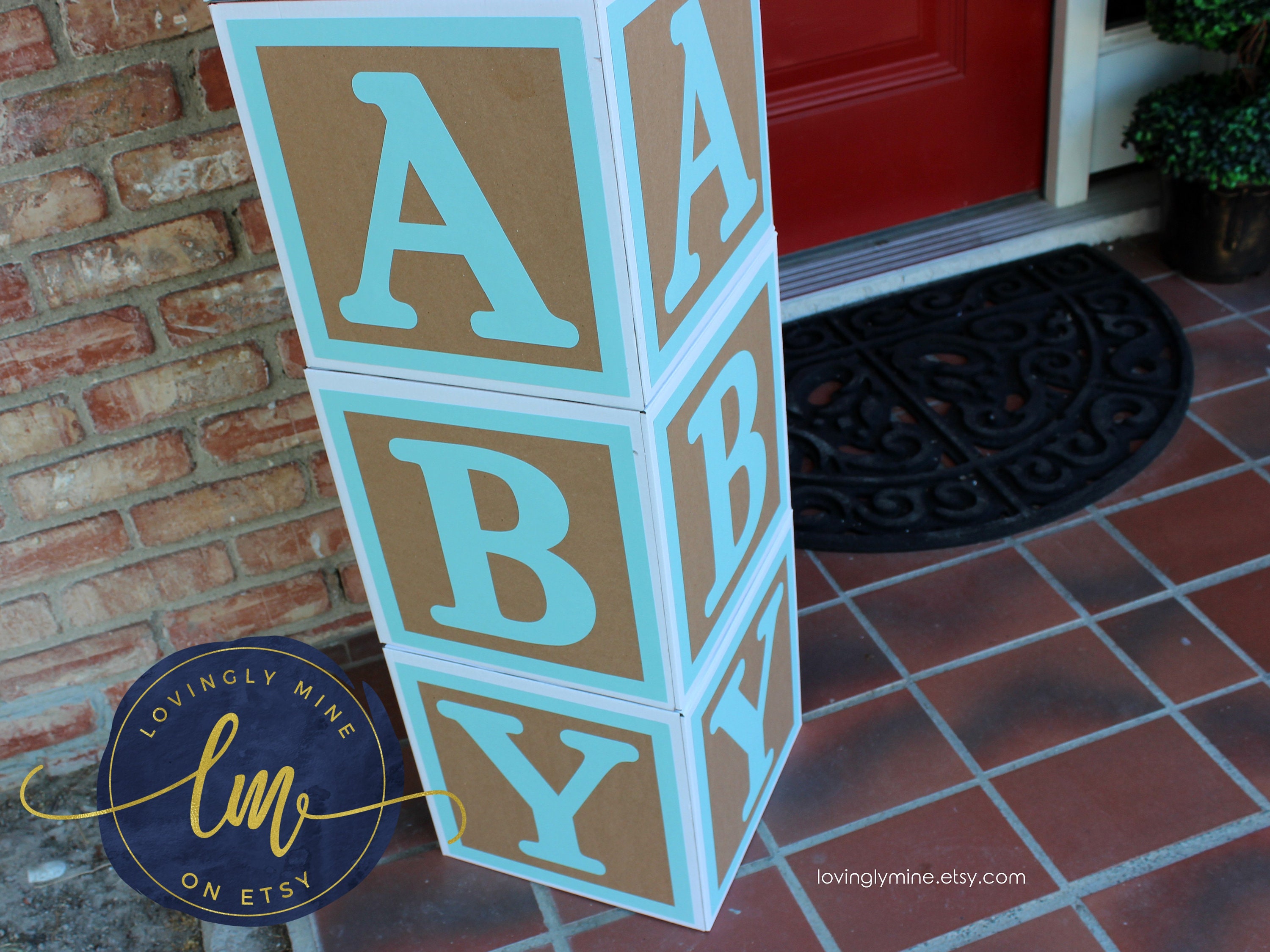 Large Baby Block Decoration 4 Blocks Spelling Baby Baby | Etsy
