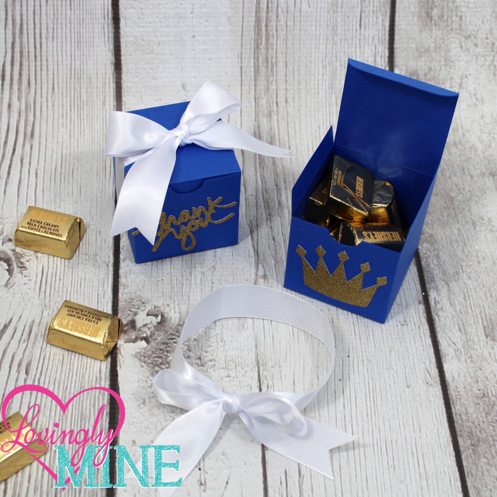 Royal Blue White & Glitter Gold Medium Box Favors Boxes 10 - Etsy