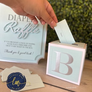 Diaper Raffle Game Kit With Sign Mini Card Box in Light Baby Blue ...