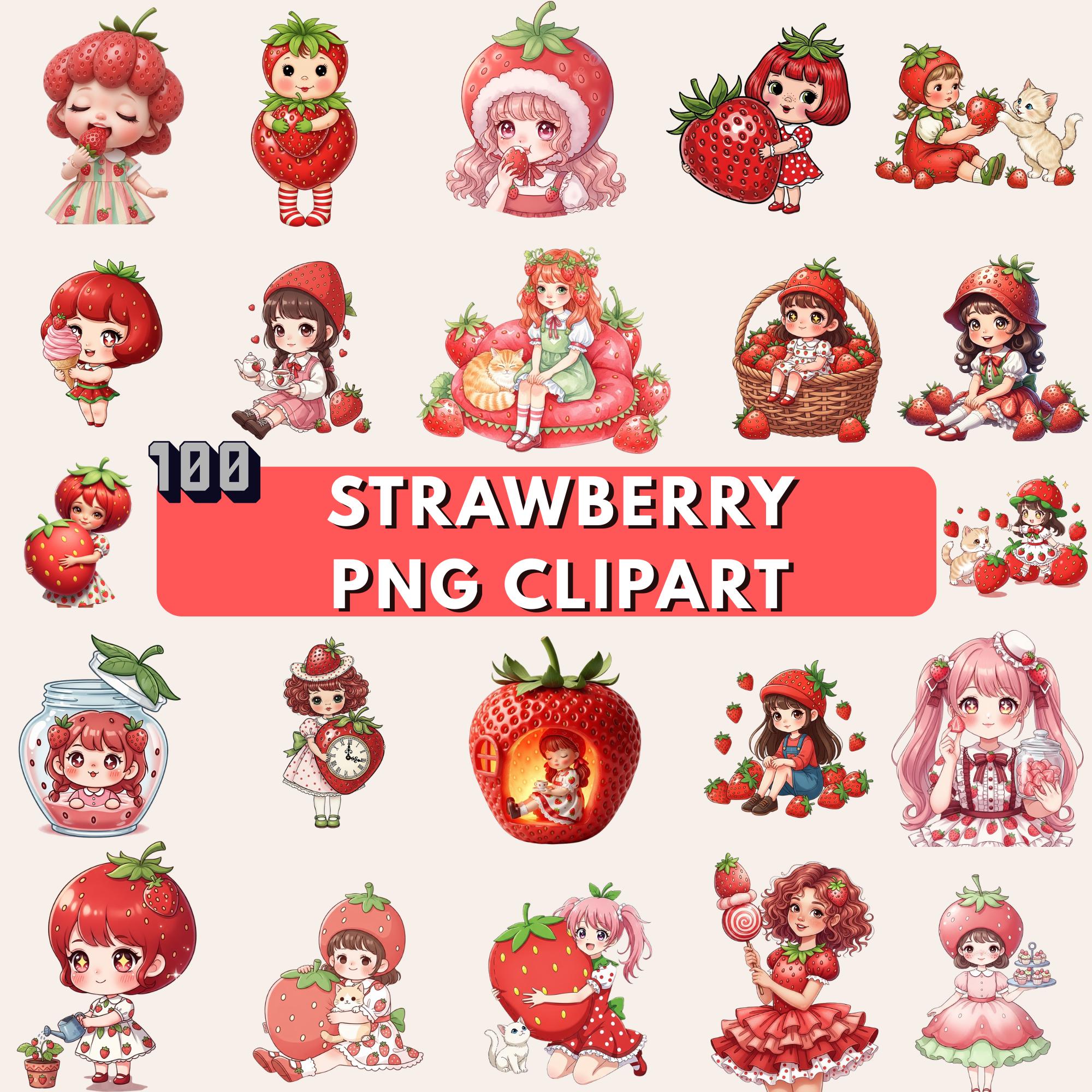100 Strawberry PNG Clipart Bundle, Cute Strawberry Clipart, Strawberry ...