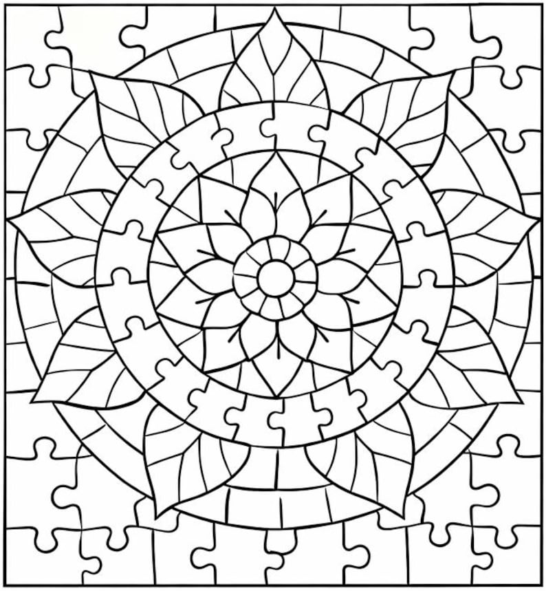 Mandala Puzzle Coloring Pages Printable | Adult Coloring Book PDF for ...