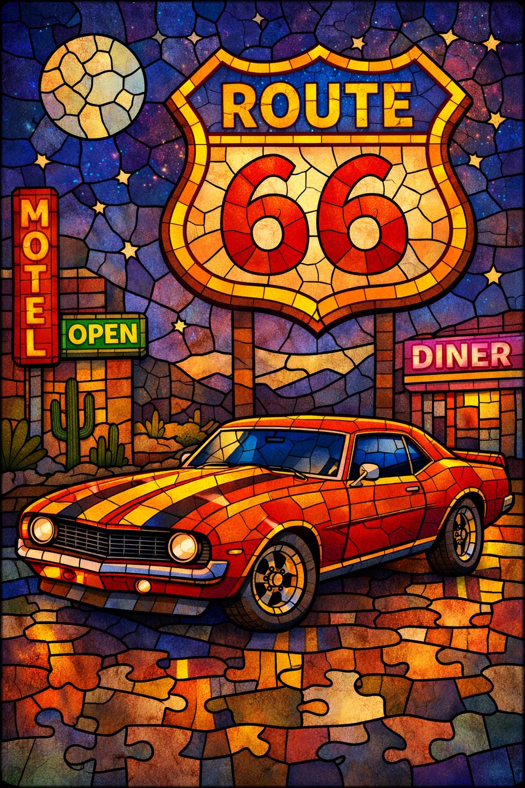 Route 66 Printable Coloring Pages | Vintage Road Trip | Retro Car Motel ...