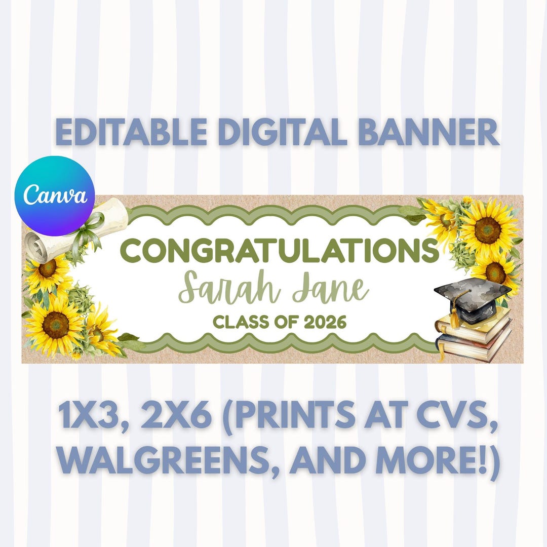 Sunflower Graduation Party Banner, Congratulations Class of 2026 ...